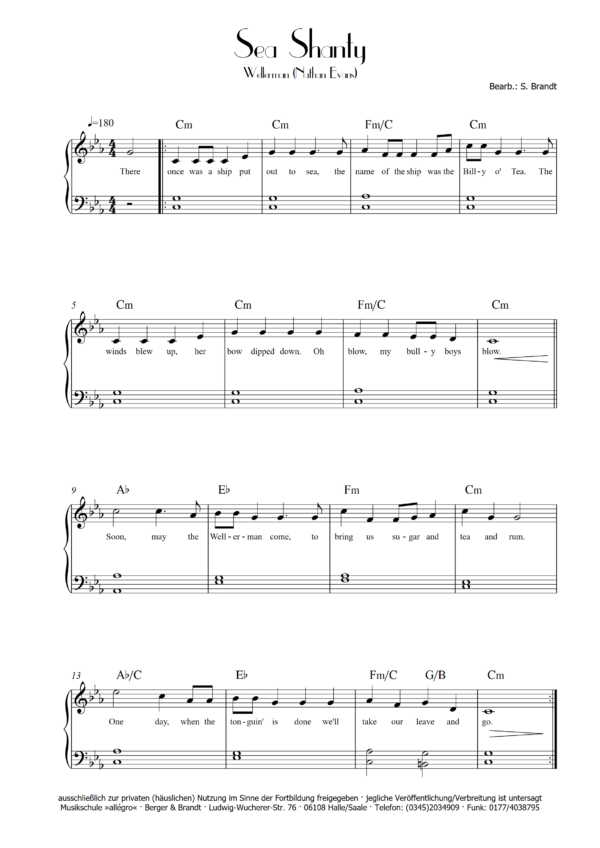 Wellerman/Sea Shanty (Nathan Evans) – Musikschule »allégro«