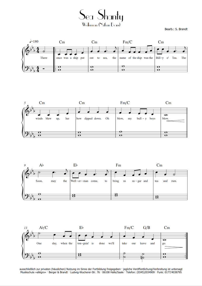 Wellerman/Sea Shanty (Nathan Evans) – Musikschule »allégro«